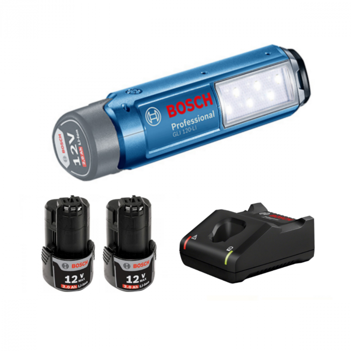 BOSCH 博世 12V 充電式照明燈 2.0Ah雙電套裝 GLI 120-LI